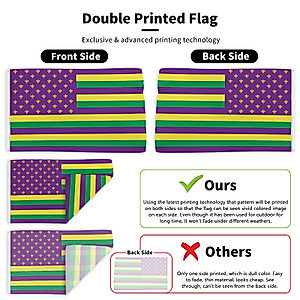 Probsin Mardi Gras Flag 3x5 Feet Decorations Double Printed New Orleans Holiday Masquerade Carnival Party Supplies Home Decor Hanging Purple Fleur De Lis Welcome Photo Backdrop with Brass Grommets