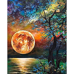 LWZAYS 5D Diamond Painting Kits for Adults & Kids,Moon Tree Diamond Dots Crystal Gem DIY Arts Painting Perfect for Home Wall Decor (12x16inch)