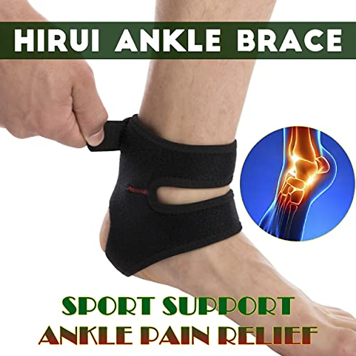HiRui Ankle Brace Ankle Support for Men Women, Adjustable Ankle Wraps Ankle Stabilizer for Sports Protection Running Basketball Arthritis Sprain, Breathable (One Size, Black, 2-Pack)