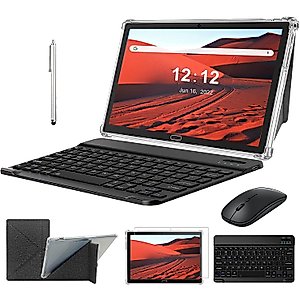 Tablet 10.1 inch | Android 13 4G Phone Call Phablet Dual Sim Card Slot | 4GB+64GB+512 Expandable Storage | Octa-Core Processor WiFi Tablet | Tablet Case Keyboard Wireless Mouse Stylus Included (Gray)