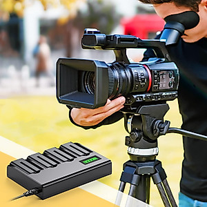 NP-F550 Battery 4 Pack and 4 Channel Charger Compatible with Sony NP-F970, NP-F960, NP-F950, NP-F930, NP-F770, NP-F750, NP-F570, NP-F550 Battery