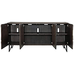 Signature Design by Ashley Chasinfield Urban Geometric Design TV Stand Fits TVs up to 70", 4 Cabinet Doors and 3 Adjustable Storage Shelves, Dark Brown