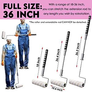 6pcs House Paint Roller Kit, PinStone 9 inch Extendable Roller Frame with 5 Microfiber Replacement Covers, Adjustable Painting Roller (18" - 36"), Home Painting Supplies for Painting Walls & Ceilings