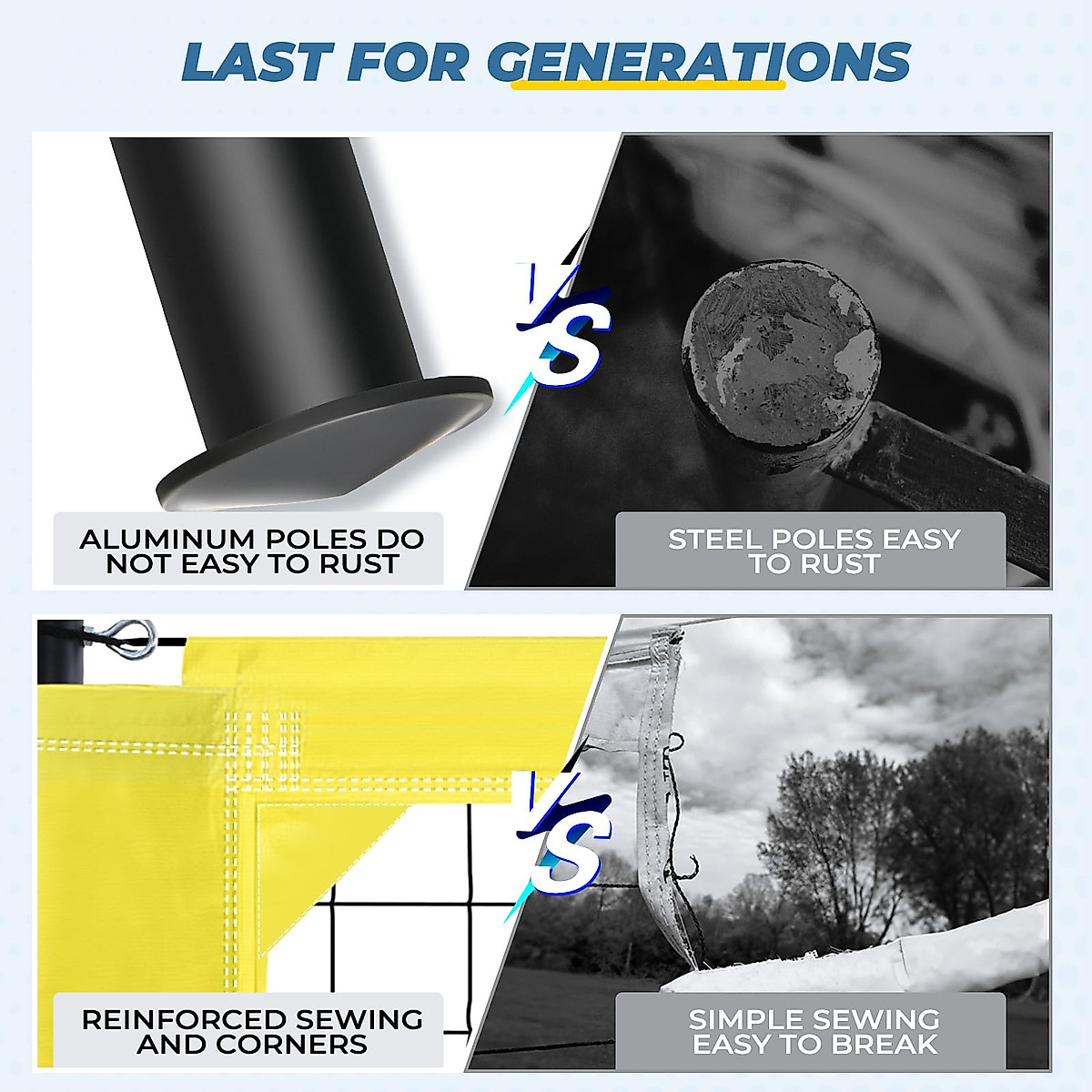 Patiassy Portable Professional Outdoor Volleyball Net Set with Adjustable Height Aluminum Poles, Winch System, Volleyball with Pump and Carrying Bag for Backyard Beach (Yellow)