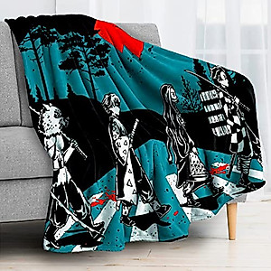 2 PCS Anime Blanket Soft Throw Blanket with Anime Pillow Case,3D Printed Japanese Anime Fuzzy Blanket Cozy Blanket for Sofa Office Outdoor Picnic Travel