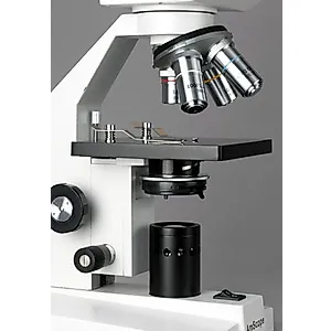 AmScope B100-E 1000X Digital Compound Binocular Microscope, 40X-1000X Magnification, Brightfield, Tungsten Illumination, Abbe Condenser, Plain Stage, Includes 0.3MP Camera and Software