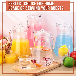 Didaey 4 Pcs Plastic Pitcher with Lid and Handle Clear Plastic Water Pitcher Shatter Proof Jugs for Drinks Fridge Iced Tea Juice Milk Lemonade Sangria Cold or Hot Beverages (50 oz)