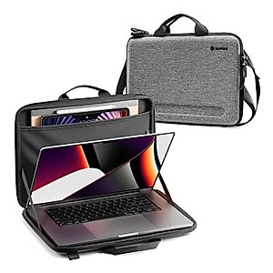 Tomtoc Hardshell Laptop Shoulder Bag for 16-inch MacBook Pro/Air, Organized Protective Hard Case with Tablet Pocket for Up to 13 Inch iPad Pro