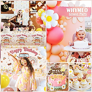 Groovy Birthday Party Decoration Pack 165Pcs, Retro Hippie Boho Daisy Party Favors Including Backdrop, Tablecloth, Tassel, Garlands, Sunglasses Headband Party Supplies for Girls Baby Shower (Groovy)