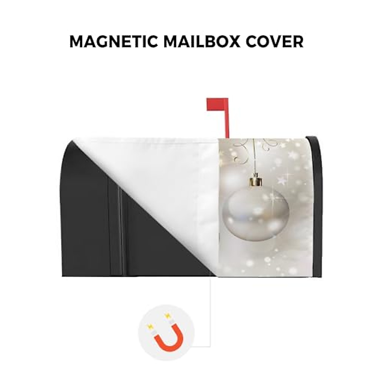 AMZRicher Christmas Balls Mailbox Covers Magnetic Large Size, Gradual Silver White Star Snowflake Post Box Cover Mail Wrap Outdoor Garden Yard Decoration 21x25.5
