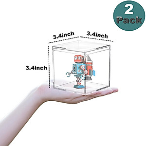 LOVPLAY Acrylic Display Box 3.4x3.4x3.4Inch Clear Acrylic Boxes with Lids Plastic Square Cube Containers Home & Office Storage Box Wedding Party Favor Candy Pill and Tiny Jewelry Storage