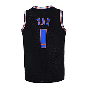 BOROLIN Mens Basketball Jersey TAZ Moive Space Sports Shirts (Black, Small)
