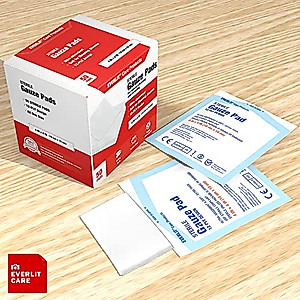 EVERLIT [Extra-Thick] 4''x4'' Sterile Gauze Pad 12-Ply, 100 Pack, Individual Wrapped, Ultra Absorbent Large Non-Woven Medical Gauze Sponges for Wound Care Home First Aid Kit