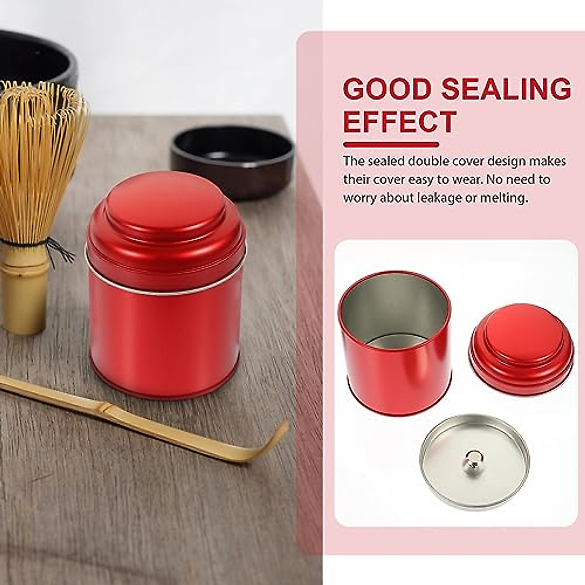 Containers with Lids Tea Canister Sealing Tea Jar Small Tea Tinplate Sealed Tea Storage Tin Sealing Tea Container Tea for Loose Tea Coffee Bean Sugar Salt (Red) Red