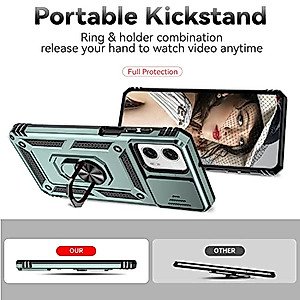 Compatible with Motorola Moto G Power 5G 2023 Case,[2 Pack] Screen Protector,Heavy Duty Phone Cover with Magnetic Kickstand,Slide Camera Cover Protection,for Moto G Power 2023 Phone Case Green