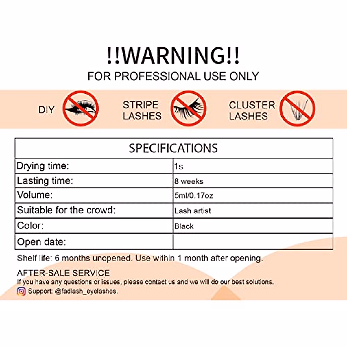 Eyelash Extension Glue FADLASH Extra Strong Lash Glue 5ml 1S Dry Time 8 Weeks Retention Lash Extension Glue Maximum Bonding Power Professional Use Only (Never for DIY/Cluster Lashes)