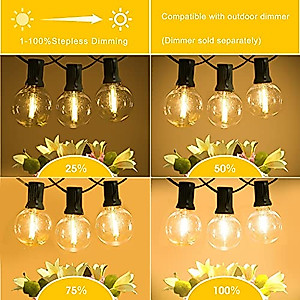 Outdoor String Lights 100ft G40 Globe Outdoor Lights with 42 Waterproof Shatterproof LED Bulbs(2 Spare)Connectable Patio Lights for Outside Backyard Garden Porch Party Led Outdoor String Lights