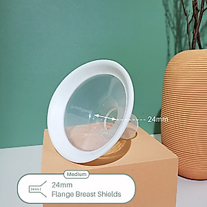 PumpMom 24mm Flange Breast Shields Medium Breast Pump Flanges for Medela，Replace Flange Compatible with Medela Breast Pumps Personalfit Connector, 2pcs(Not Original Medela Pump Parts)