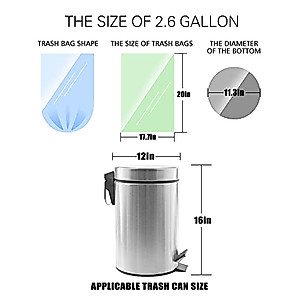 2.6 Gallon 80 Counts Strong Trash Bags Garbage Bags by Teivio, Bathroom Trash Can Bin Liners, Small Plastic Bags for home office, Multicolor
