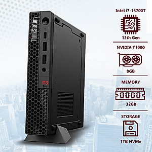 Lenovo ThinkStation P3 Tiny Intel i7-13700T, 32GB DDR5, 1TB NVMe, T1000 8GB Graphics, WiFi 6 + BT, RJ-45, 4X miniDP, DP Port, HDMI, W11P, 3YR, Business Desktop