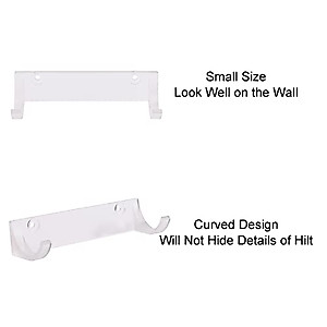 LEKUSHA Horizontal Lightsaber Wall Mount Holder Light Saber Display Rack Hook Stand, Compatible for Any Lightsaber, Clear Pack of 2