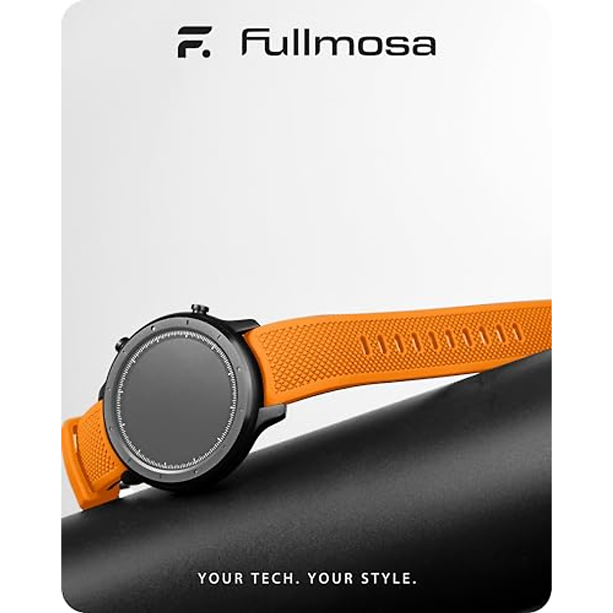 Fullmosa 22mm Silicone Watch Bands No Gaps Compatible for Samsung Galaxy Watch 46mm/Gear S3 Classic/Frontier, Galaxy Watch 3 45mm,(Orange+Black)