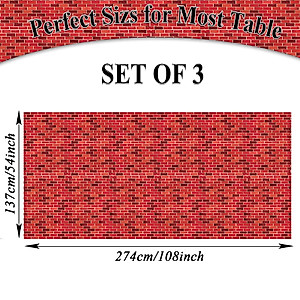 chiazllta 3 Pieces Red Brick Tablecloth Plastic Brick Wrapping Paper Stone Wall Backdrop for Christmas Party Decorations Fireplaces Curtains Door Wallpaper Photography Supplies