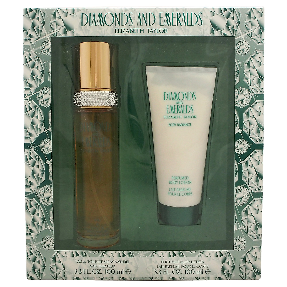 Diamonds & Emeralds By Elizabeth Taylor For Women. Set-EDT Spray 3.3 Ounces & Body Lotion 3.3 Ounces