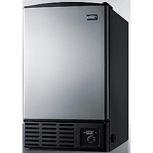 Summit BIM25 15" UL Listed Compact Ice Maker with 1 cu. ft. Capacity 12 lbs. Daily Ice Production Insulated Storage Bin Manual Defrost and Reversible Door in Stainless