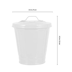 POPETPOP Mini Trash Can with Lid- Tiny Desktop Wastebasket Metal Garbage Bin Pen Holder Flowerpot Small Buckets Organizer for Home Office Kitchen