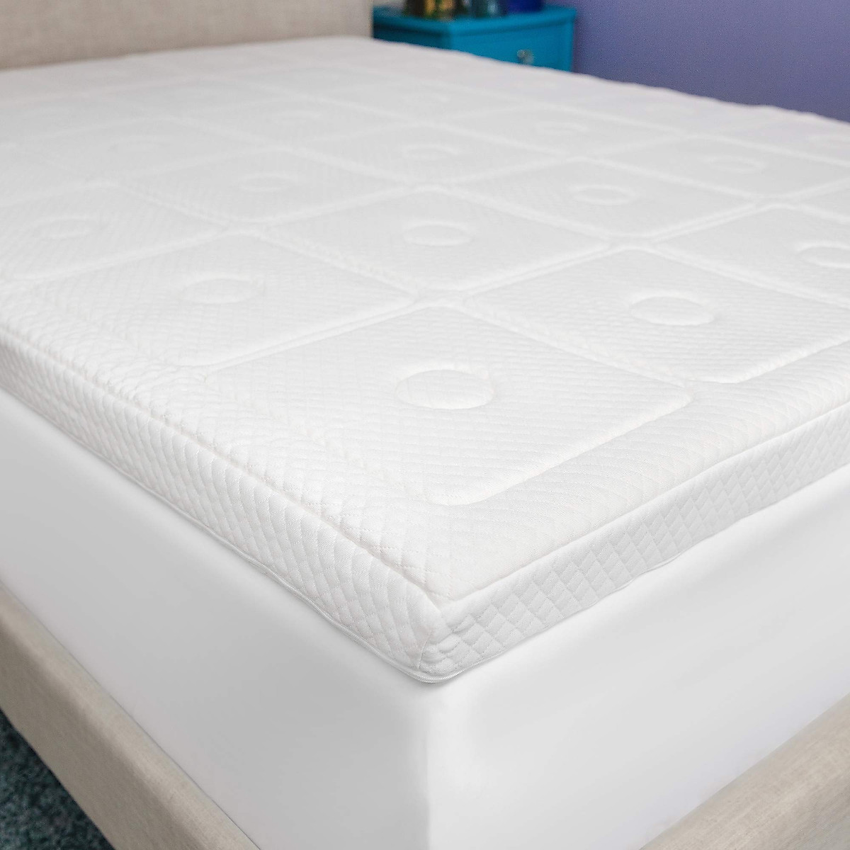SensorPEDIC Luxury Extraordinaire 3-Inch Quilted Memory Foam Mattress Topper, California King Size, White