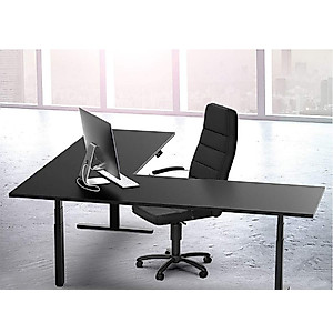 Monoprice Triple Motor Height Adjustable Sit-Stand Corner Desk Frame - Black | 3 Leg Corner, L Shaped Table Base, Programmable Memory Settings - Workstream Collection