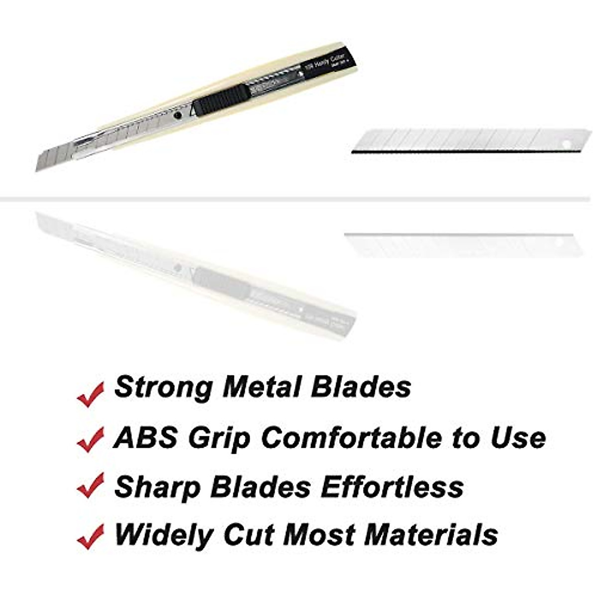 WEKOIL 30Pcs Snap Off Utility Knife Blades with 3 Pcs Delicate 9mm Auto Lock Art Knives Craft Cutters Box Paper Cutters Graphic Knife for Office Home Garage Warehouse,White