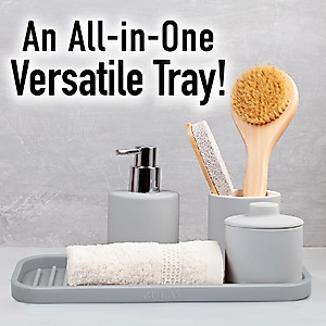 Zulay (9x3.5) Silicone Sponge Holder for Kitchen Sink - Flexible Multipurpose Kitchen Soap Tray Sponge Holder - Sink Organizer Tray for Kitchen, Bathroom, Makeup, Trinkets & More (Gray)