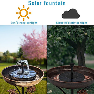 OUISJYER Solar Bird Bath Fountain Pump, Outdoor Decor Solar Fountain Pump for Birdbath Ponds, Pool, Fish Tank, Aquarium, Garden