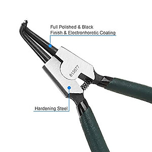 4 Pack 7 inch Snap Ring Pliers Set Heavy Duty Internal/External Circlip Pliers Kit with Straight Bent Jaw Precision Spring Loaded Pliers for Ring Remover Retaining (Green)