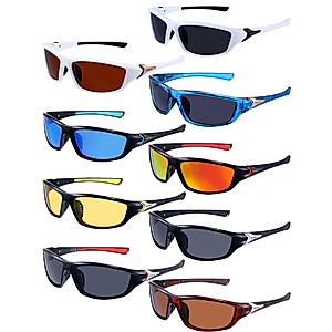 9 Pairs Polarized Sports Sunglasses Driving Shades Running Sunglasses for Men Polarized Tactical Sunglasses(Classic Colors)