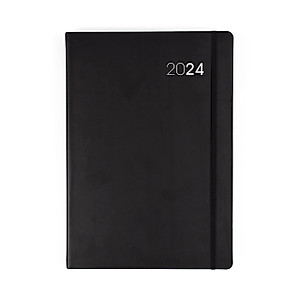 Collins Legacy Daily Planner 2024 Diary - Page A Day Diary - Soft Touch Flexible Cover Daily Calendar 2024 - A4 Size Size Agenda 2024 (Black)
