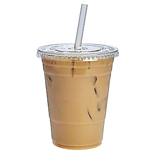 Comfy Package [100 Sets] 16 oz. Crystal Clear Plastic Cups With Flat Lids