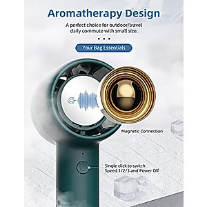 KENSUKA Portable Handheld Fan with Aromatherapy HA1, Personal USB Rechargeable Mini Turbo Fan with 3 Speed Adjustable and Desk Base, Pocket Hand Fans for Women, Travel, Makeup, Outdoor, Indoor.