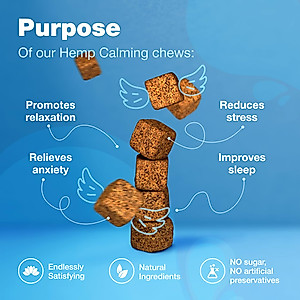 CHEWIA Cat Calming Treats - Hemp Calming Care for Cats - Cat Anxiety Relief - Cat Melatonin Soft Chews with Hemp Seed Oil, L-Tryptophan - Calming Chews for Cats - Storms, Travel, Grooming, Separation