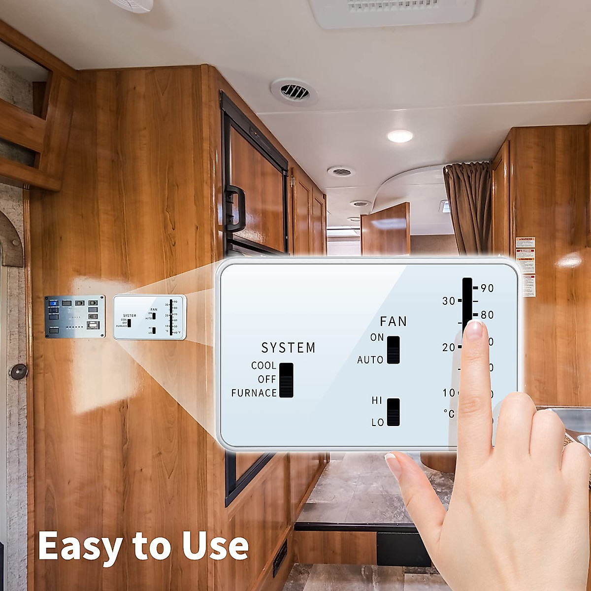 RV Thermostat, Briidea RV Analog Thermostat (Cool Only/Furnace), Replace for Dometic 3106995.032, 12 VDC
