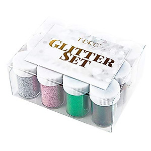 TORC Extra Fine Glitter Shaker Jar Set 12 Colors, Glitter Powder for Crafts Resin Projects Tumblers Nail Makeup Slime, 16 g/0.56 oz Each