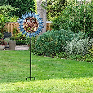 WONDER GARDEN Wind Spinner - 6.2FT Large Wind Spinner Metal Windmills for Patio Lawn and Garden Outdoor Decorations