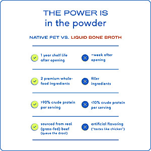 Native Pet Beef Bone Broth for Dogs (9.5 oz) & Probiotic for Dogs (16.4 oz.)