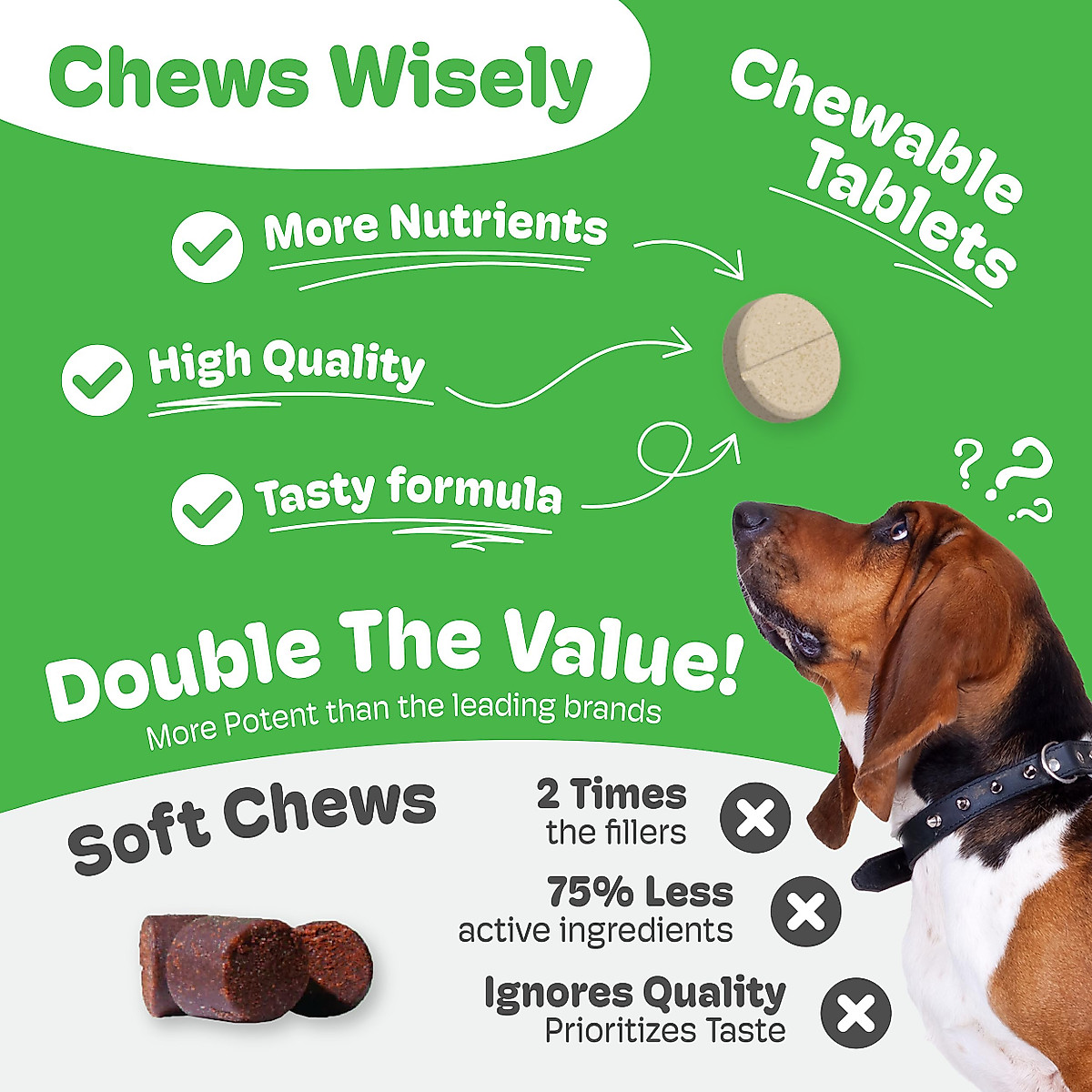 Boneo Emmuno Canine - Patented Digestive, Immune, Skin & Coat Health Supplement for Dogs - All Natural Lactoferrin, Probiotics, Prebiotics, Enzymes, Omega 3 Fish Oil and More - 90 Chewable Tablets