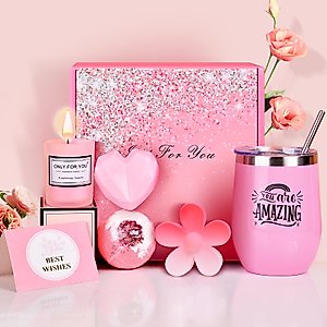 HABIZIYA Birthday Gifts for Women, Gift basket for Women, Woman Gift Sets,Spa Care Package,Gifts for Girlfriend Wife Mom Sister Friend Teacher Wine Tumbler