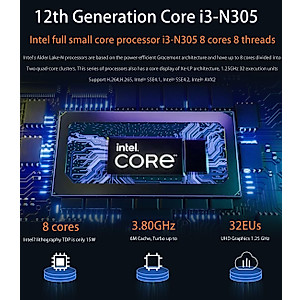 CWWK Fanless Mini PC Intel N Series-N305(8C/8T up to 3.8GHz) Low Power Processor, DDR5, 6x2.5GbE Intel I226V, 4K Display Outputs,M.2 NVMe, SATA3.0, 5 USB Ports, Firewall Router (N305-6L Barebone)