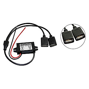 KNACRO DC-DC 12V to 5V 3A 15W Step-Down Power Supply Module Car Power Converter Module Dual USB Female Socket (Dual USB Female)