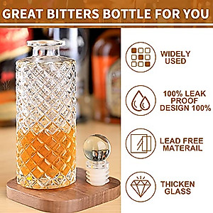 Suprobarware Bitters Bottle - Diamond Bitter Bottle for Cocktail, 5.8oz / 170ml, Glass Dashes Bottle with Zinc Alloy Dasher Top - NKJP0001